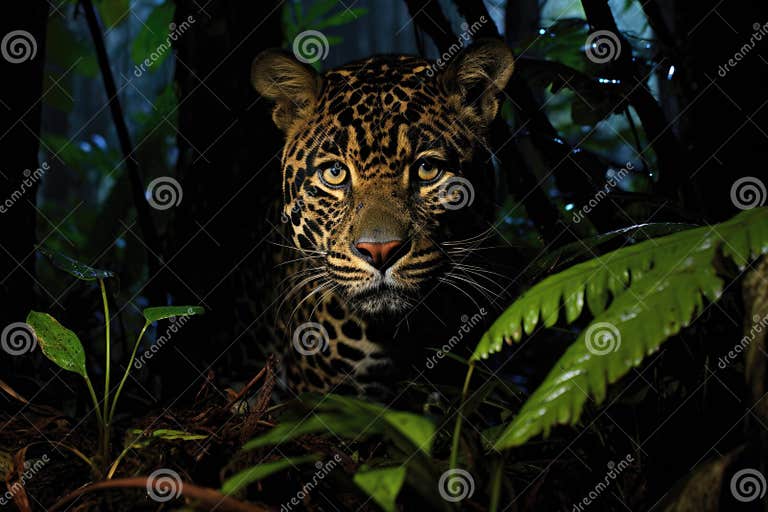 Camera Trap Capturing Nocturnal Rainforest Wildlife Stock Image - Image ...