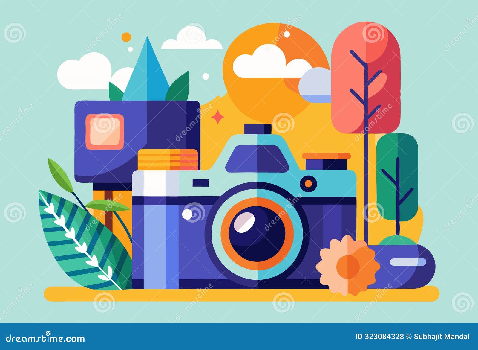 A Camera with a Tree in the Background Stock Vector - Illustration of ...