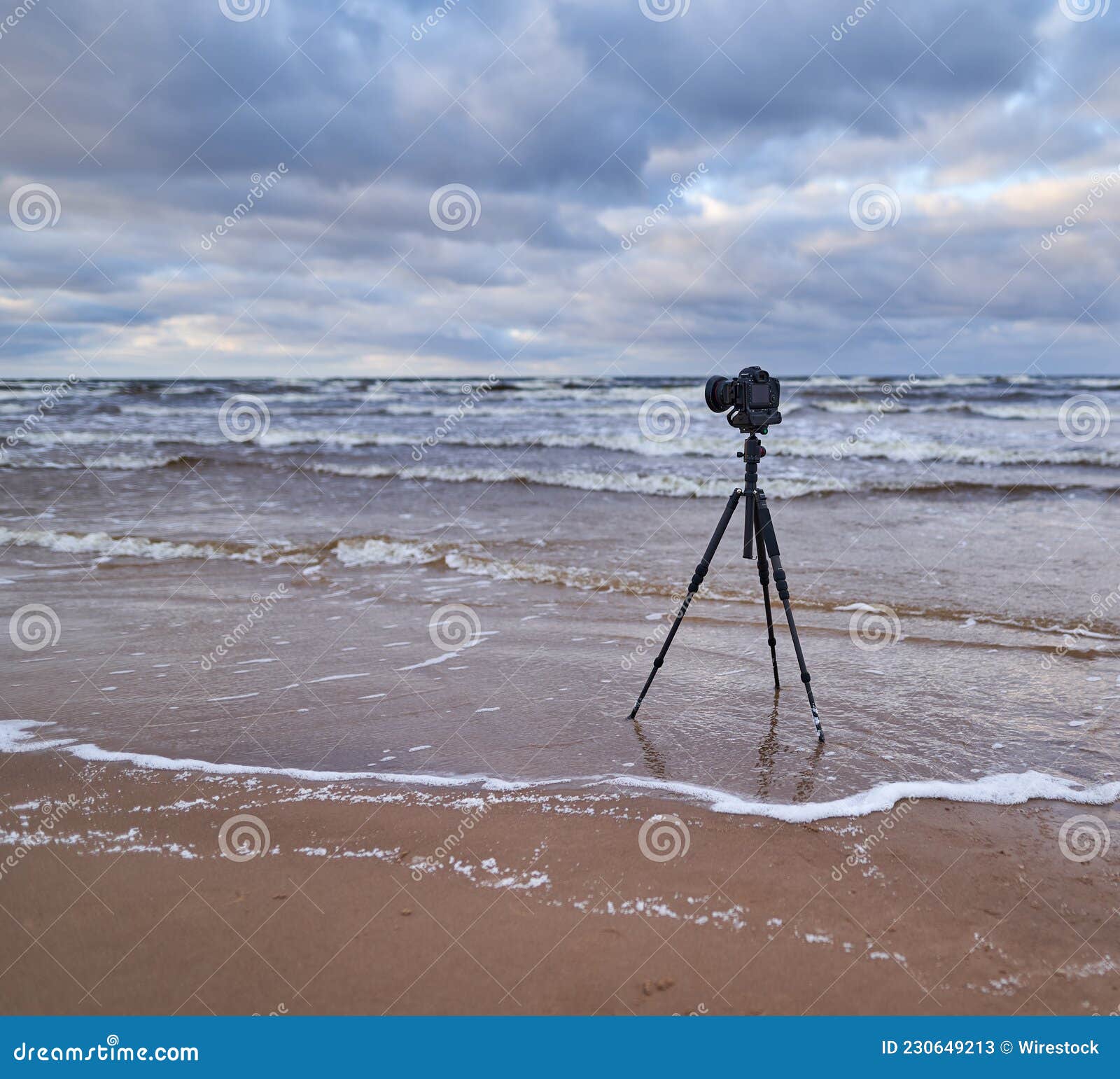 Camera on Tripod on the Beach Stock Image - Image of photographer ...