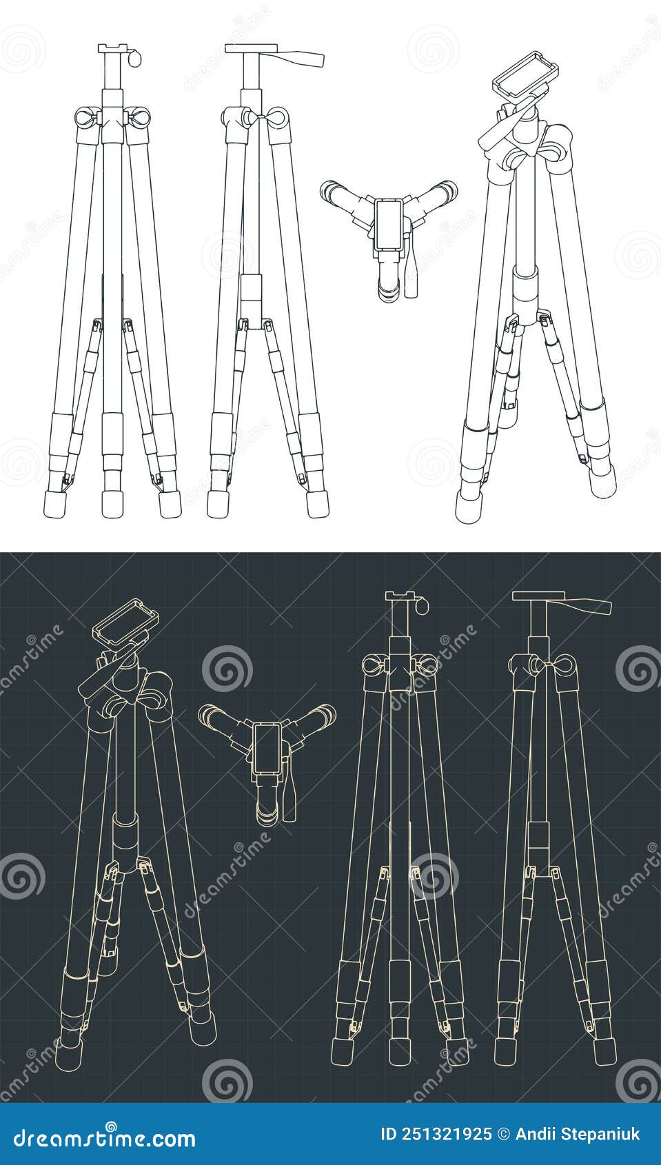 Camera tripod drawings stock vector. Illustration of film - 251321925