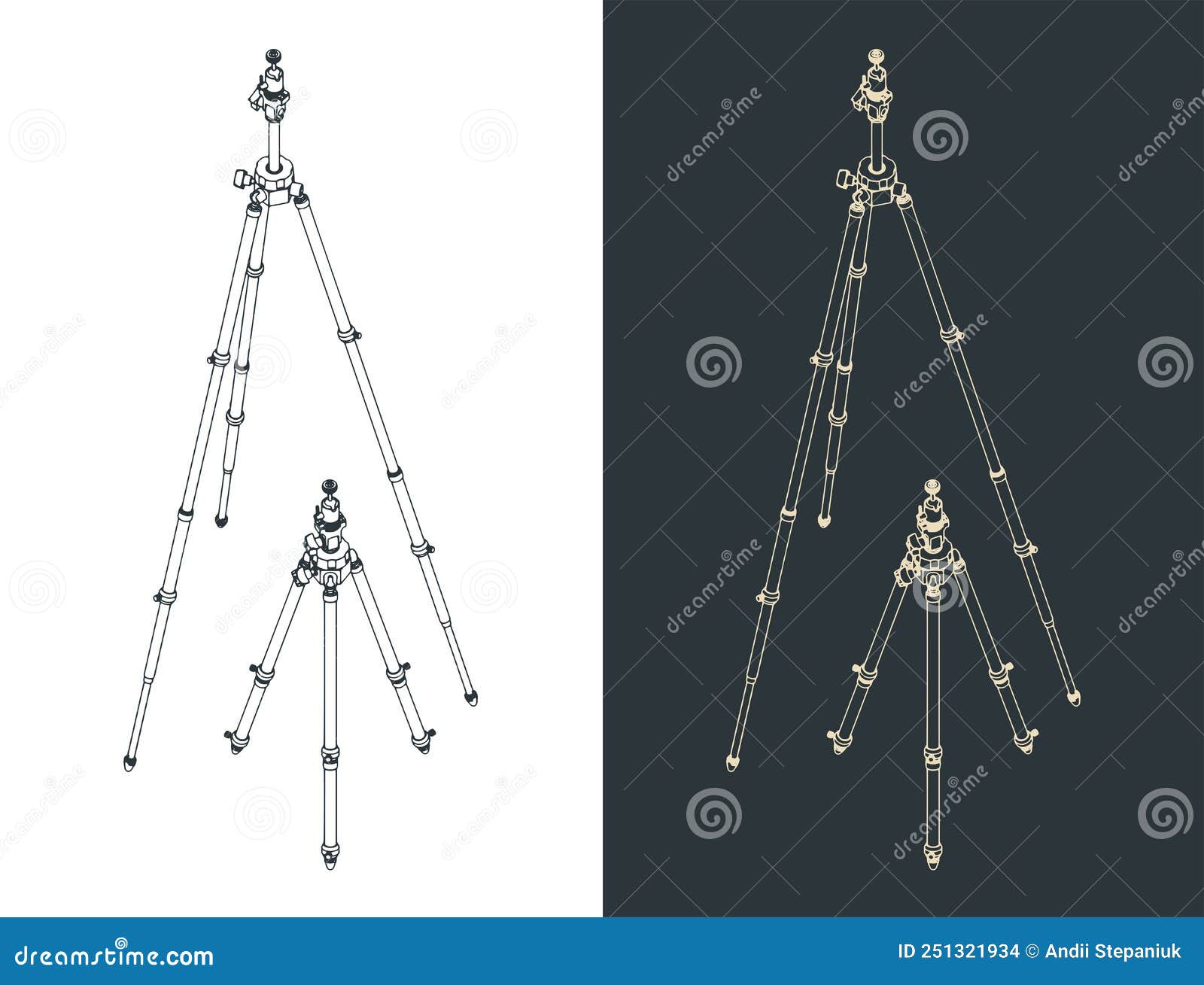 Camera Tripod Isometric Drawings Stock Vector - Illustration of stable ...