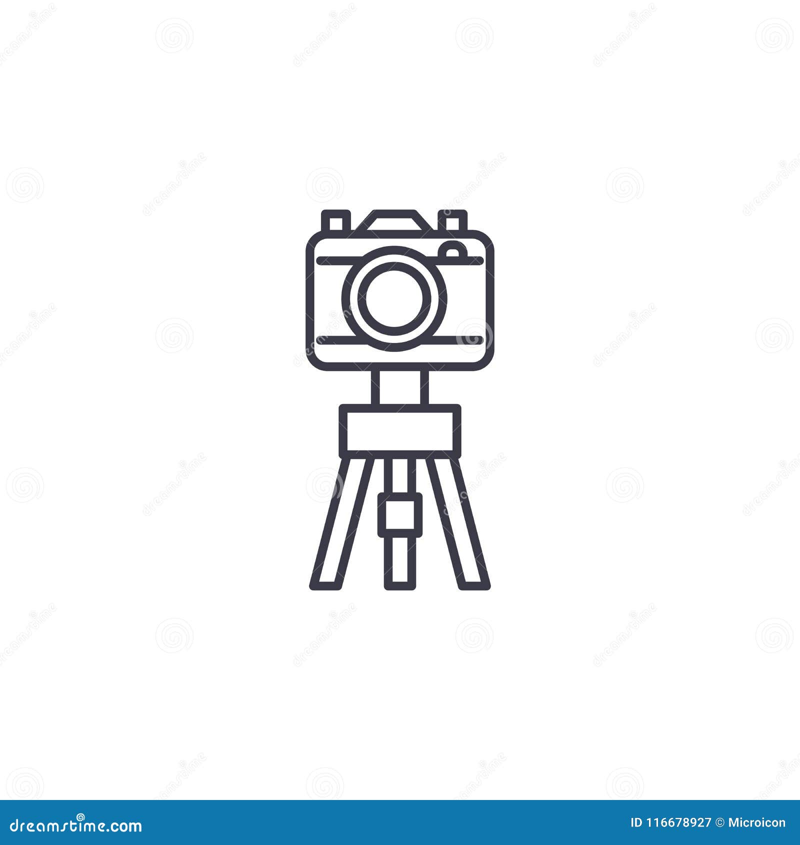 Camera with the Tripod Linear Icon Concept. Camera with the Tripod Line ...