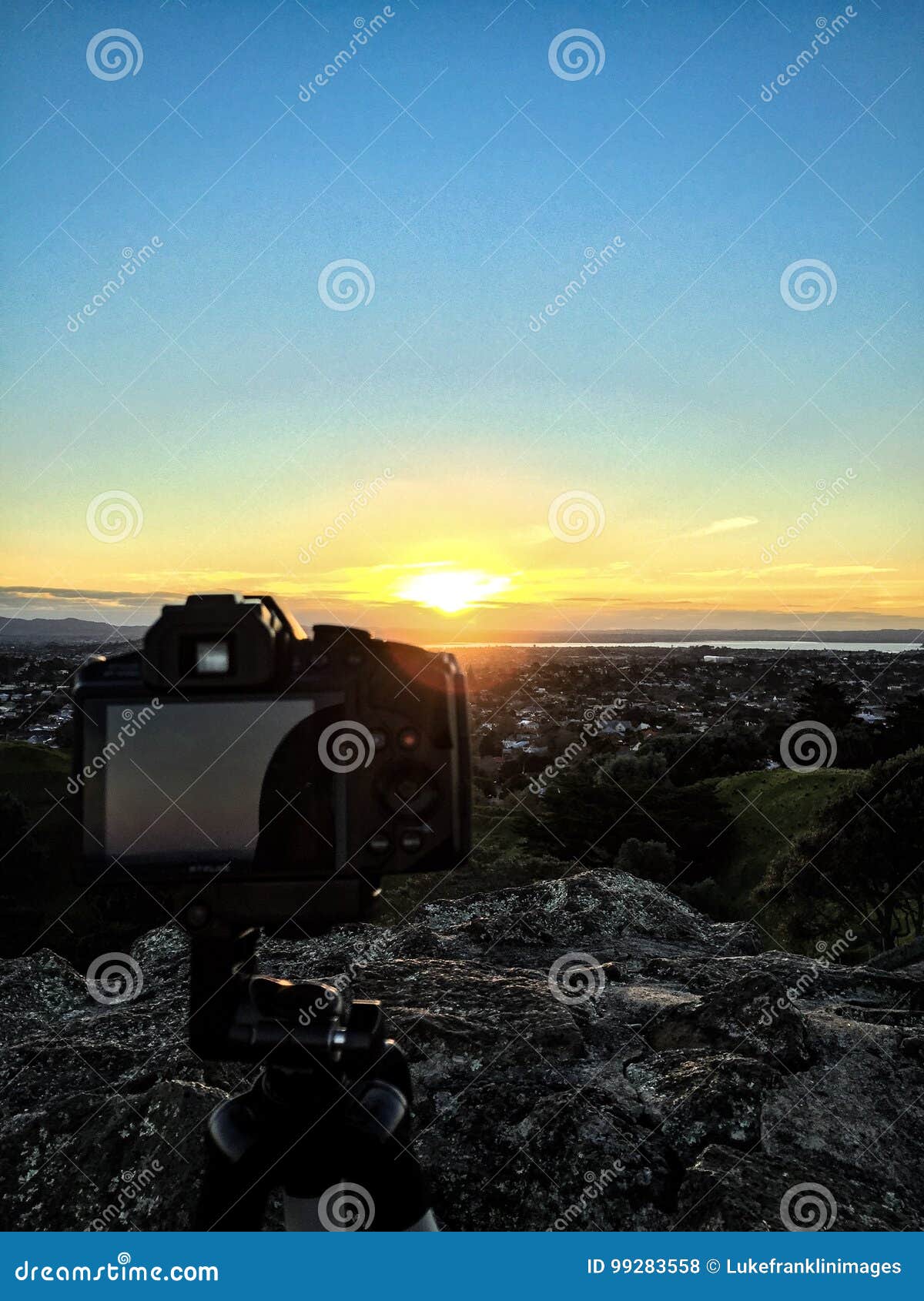 Tripod Sunset Camera stock photo. Image of background - 99283558