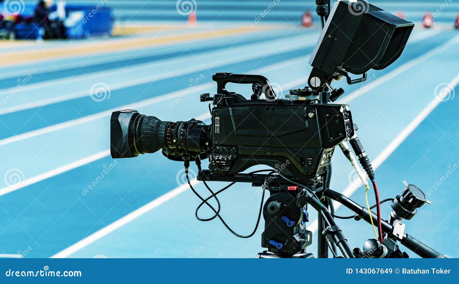 Camera, TV Broadcast on Olympic Track Stock Image - Image of cameras ...