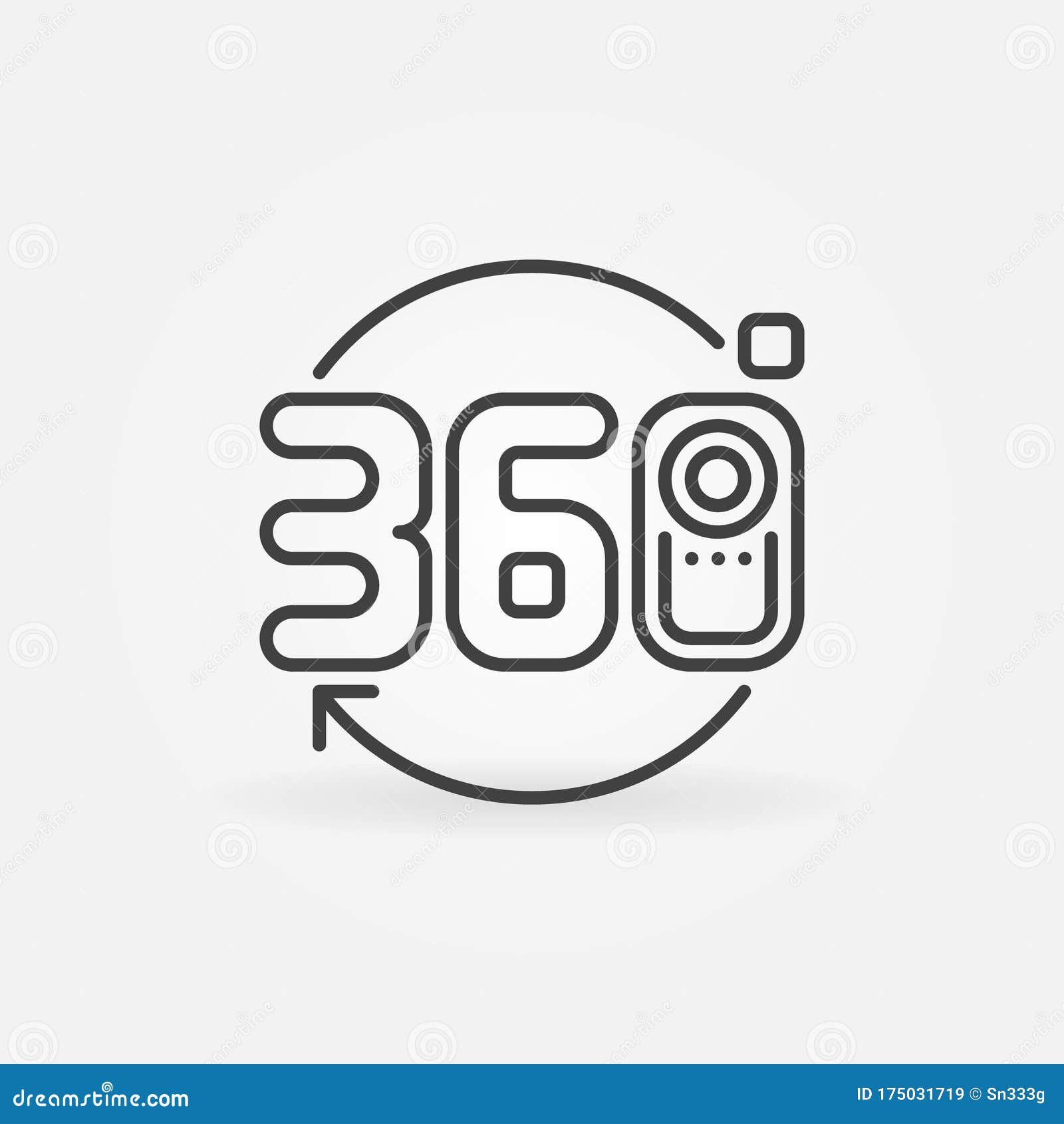 360 Camera Vector Icon in Thin Line Style Stock Vector - Illustration ...
