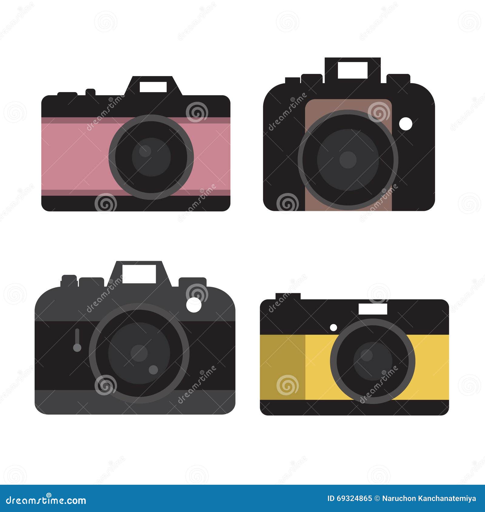 Camera Vector Set, Flat Design Stock Vector - Illustration of grey ...