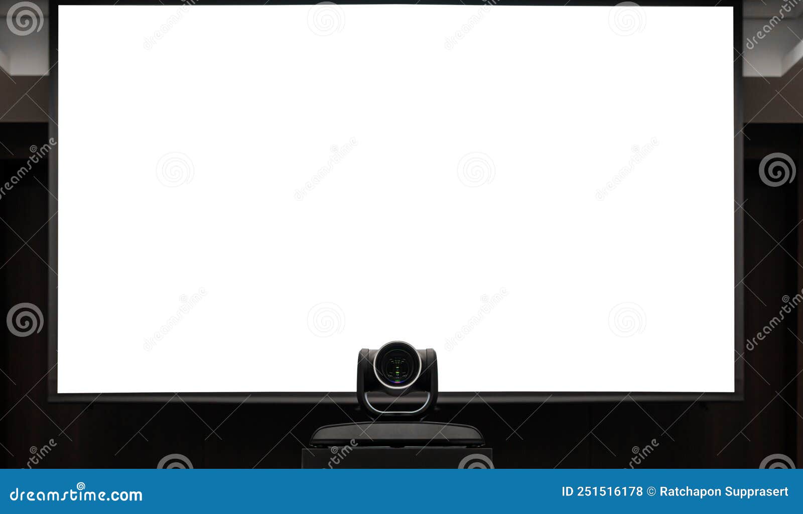 Camera Video Conferencing with Projector White Screen Stock Photo ...