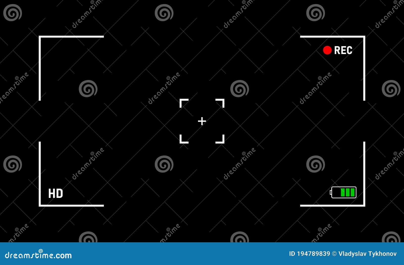 Camera Video Recording Frame on Black Background. Vector EPS 10 Stock ...