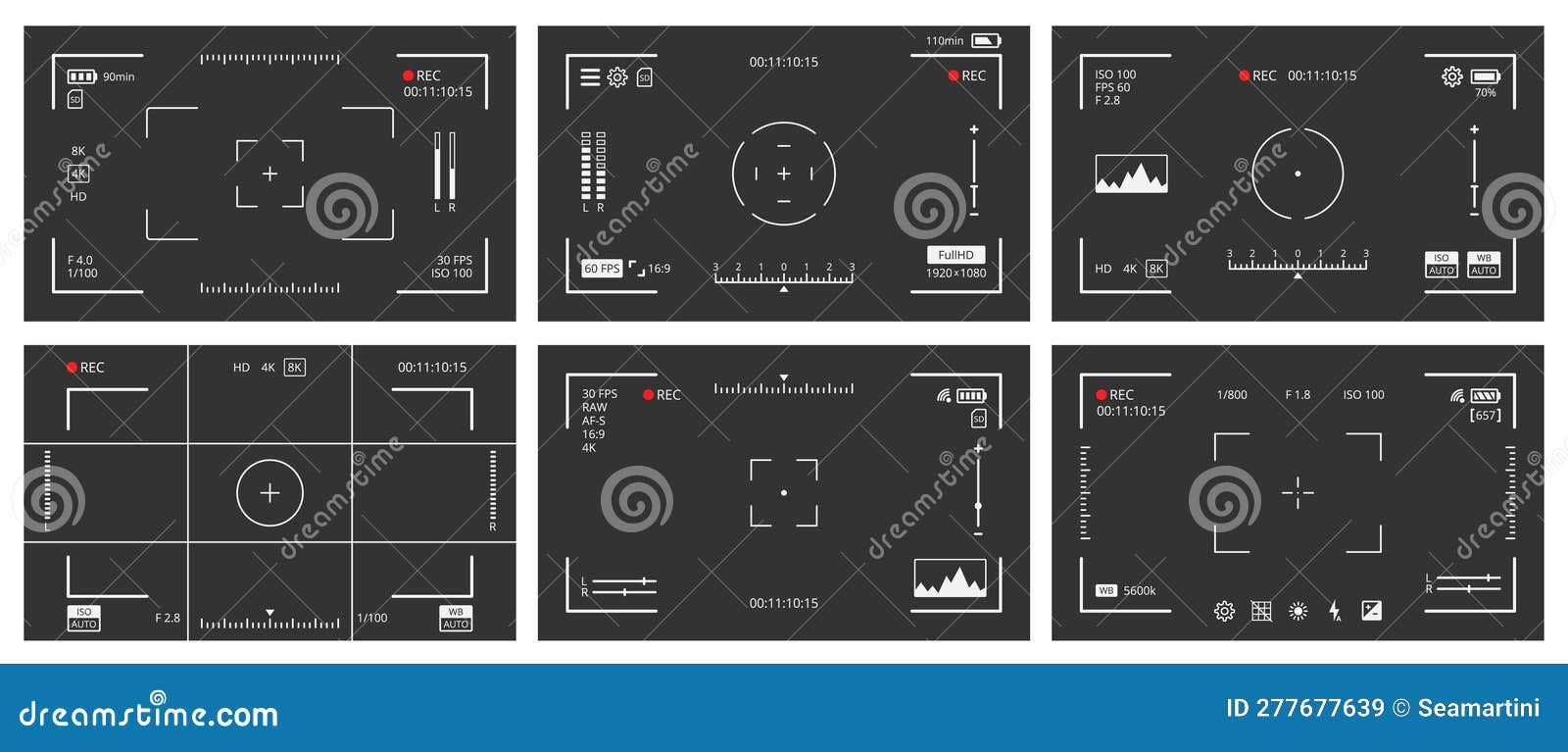 Camera Viewfinder Screen, Vector Cam Display Stock Illustration ...