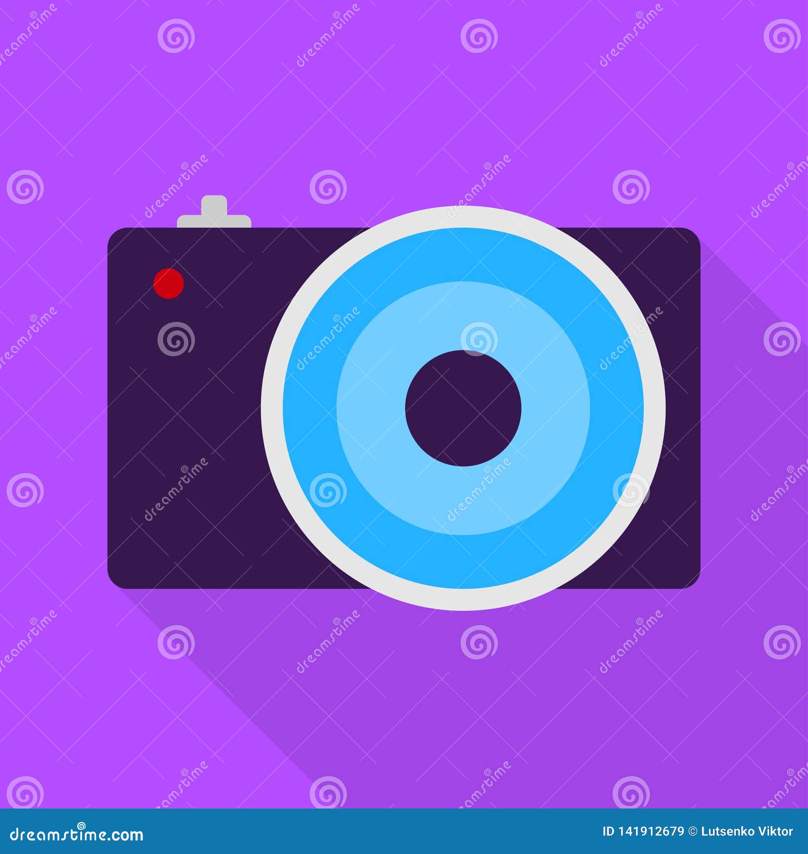 Cool Camera on Violet Background. Flat Design Stock Illustration ...