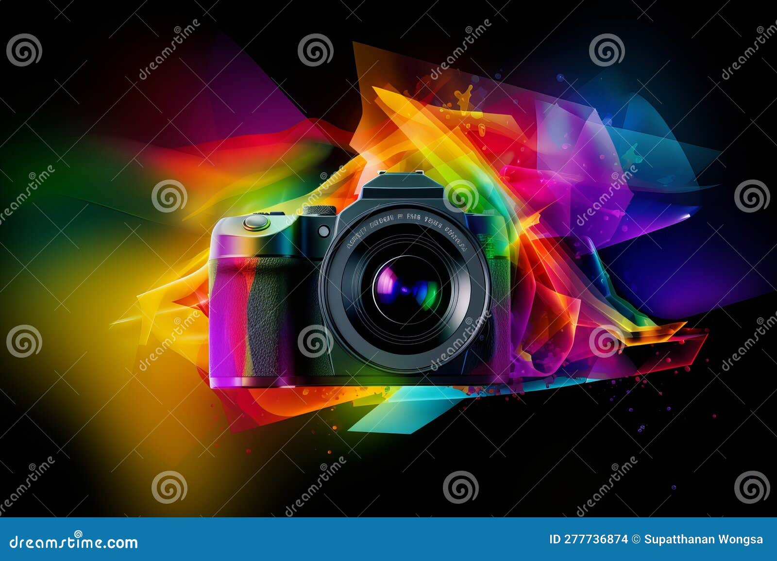 Camera and Watercolor Splash from Generative Ai Stock Illustration ...