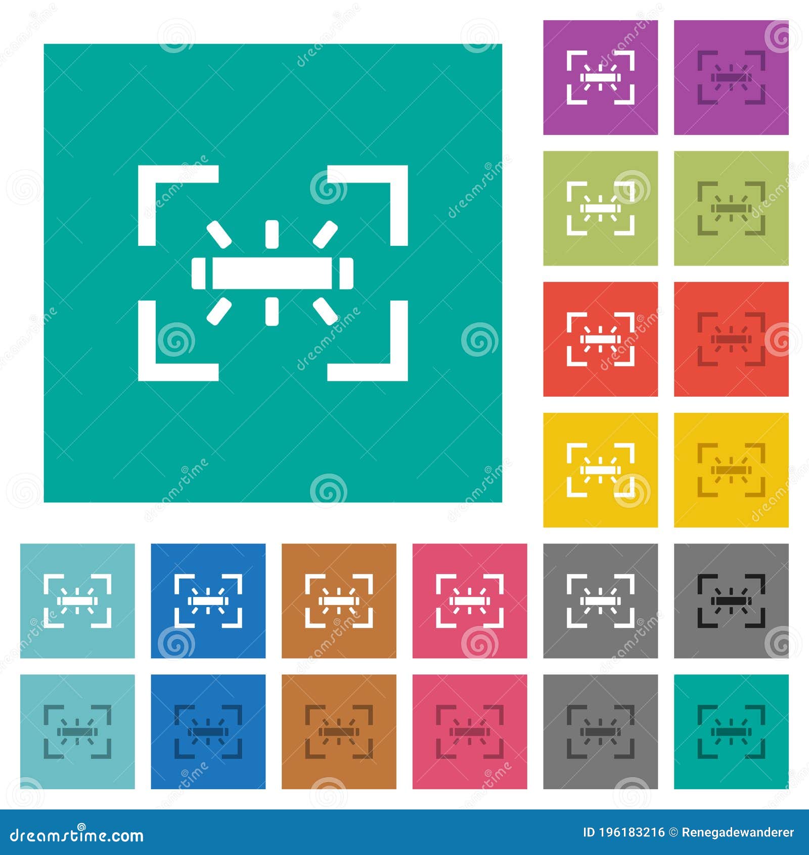 Camera White Balance Fluorescent Mode Square Flat Multi Colored Icons ...