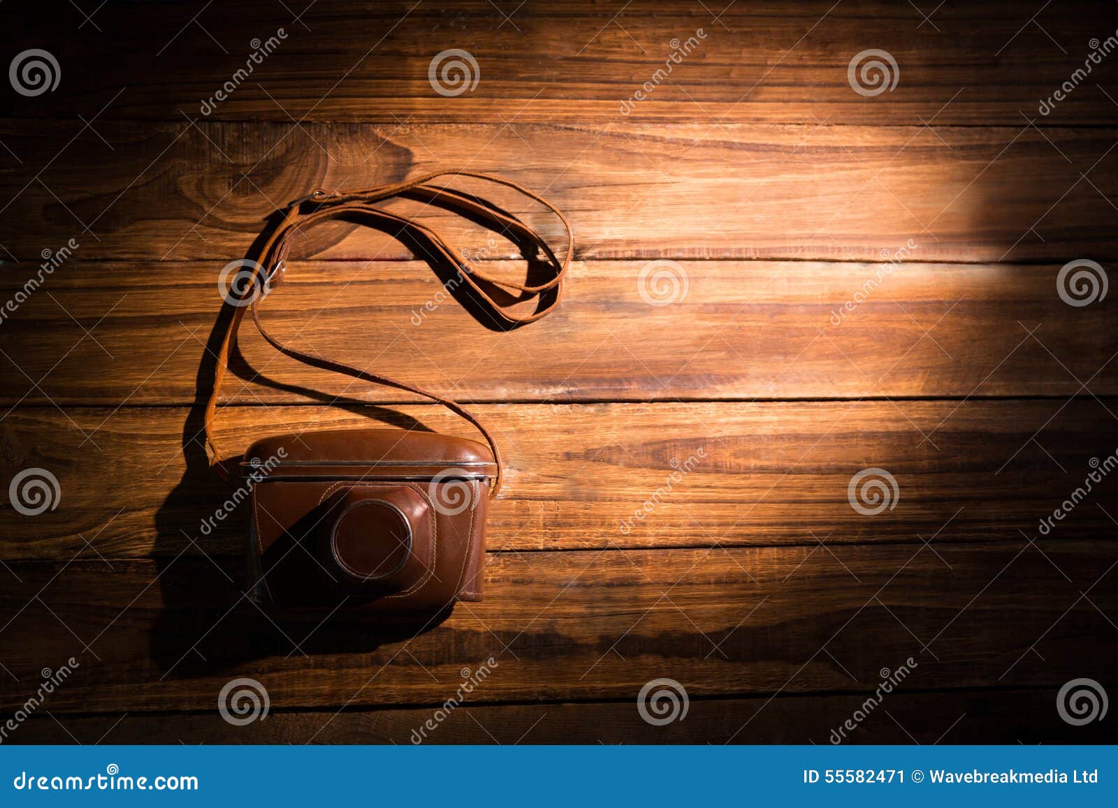 A Camera on the Wooden Table Stock Image - Image of copy, desk: 55582471