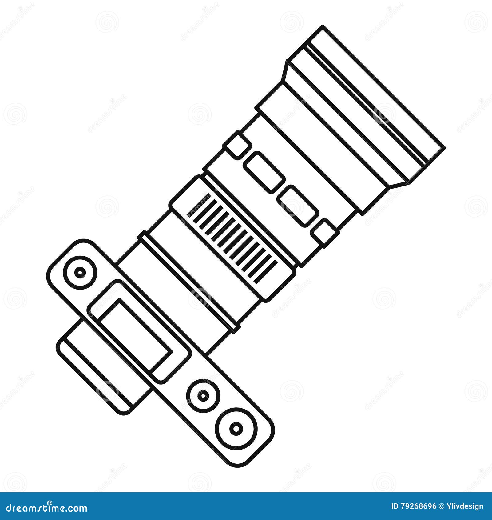 Camera with Zoom Lens Icon, Outline Style Stock Vector - Illustration ...