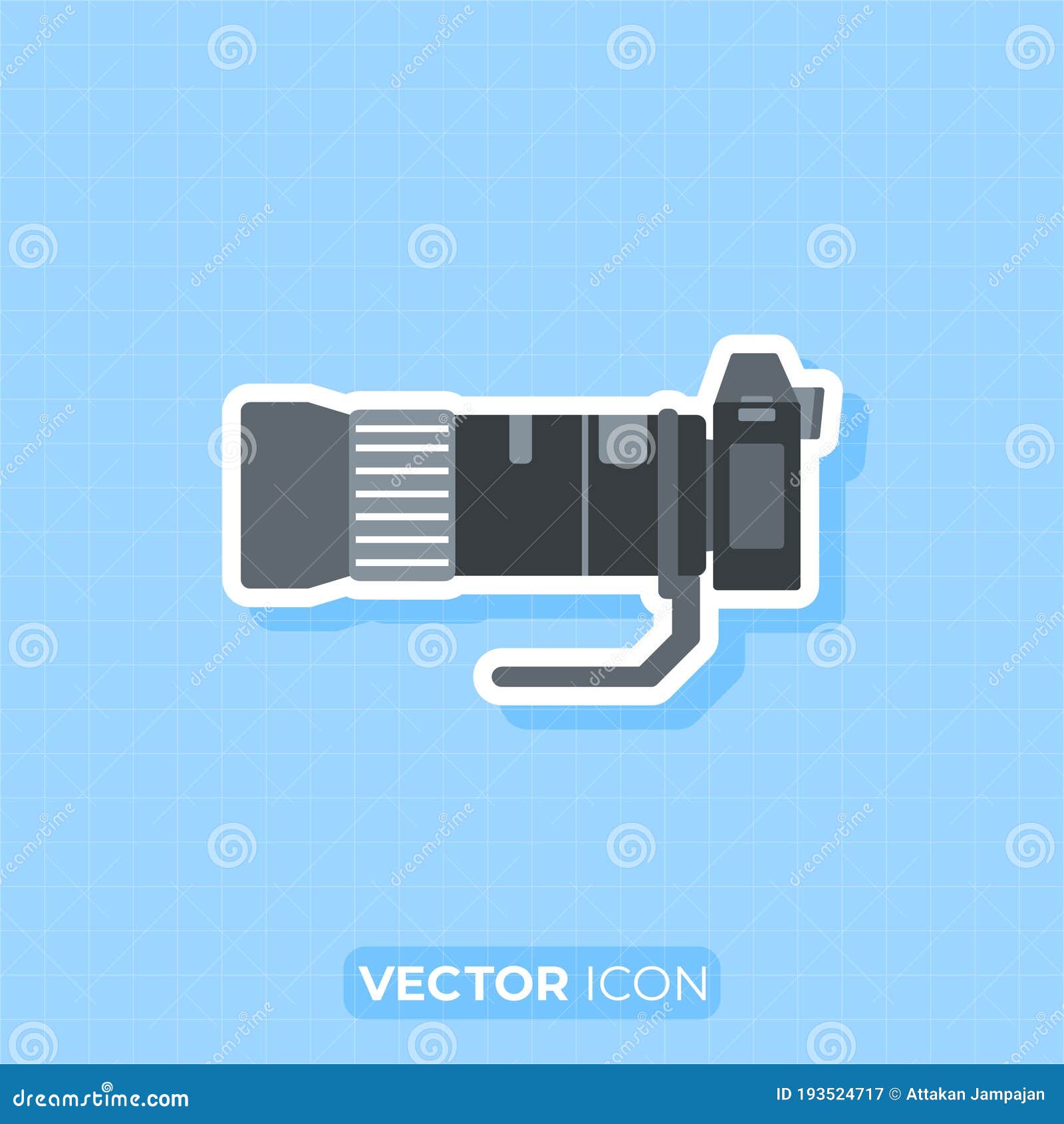 Camera with Zoom Lens Icon,Side View of Camera,Flat Design Element ...