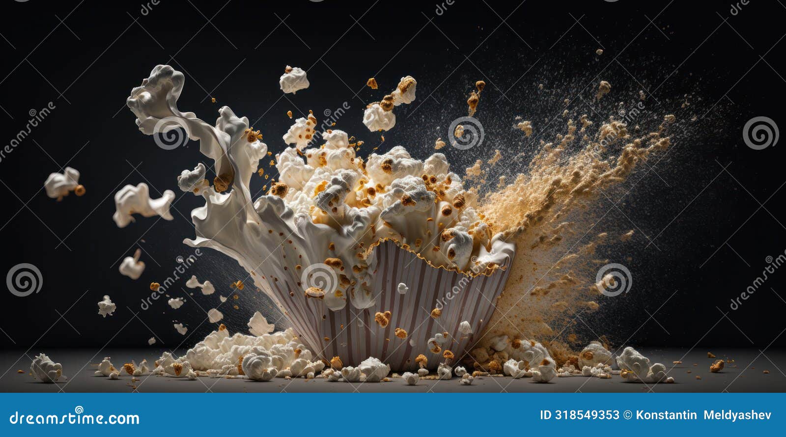 The Camera Zooms in on a Box of Popcorn As it Overflows, Capturing the ...