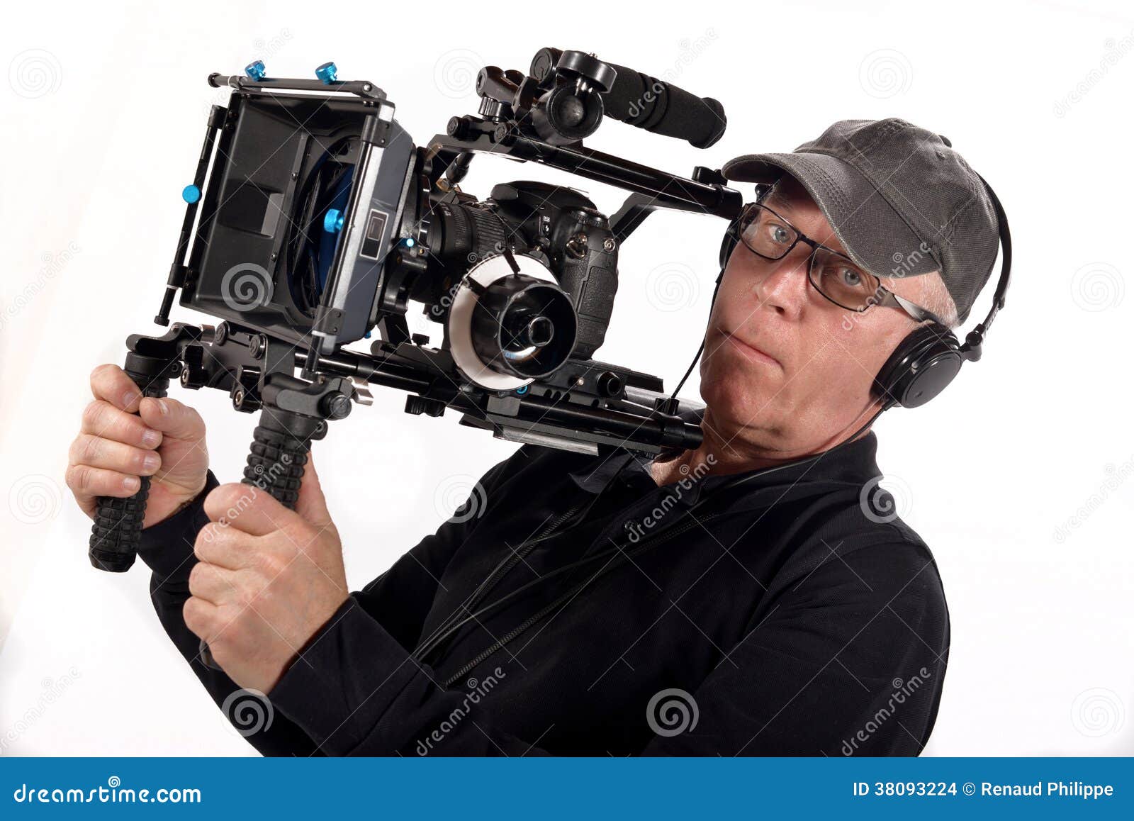 Cameraman photo stock. Image du technicien, casque, numérique - 38093224