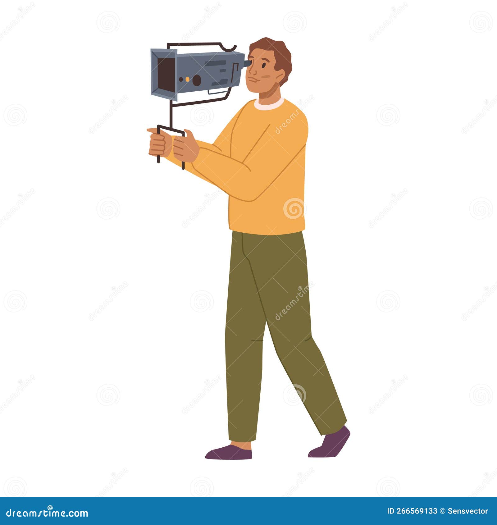 Cameraman with Camera Shooting Interview Isolated Stock Vector ...