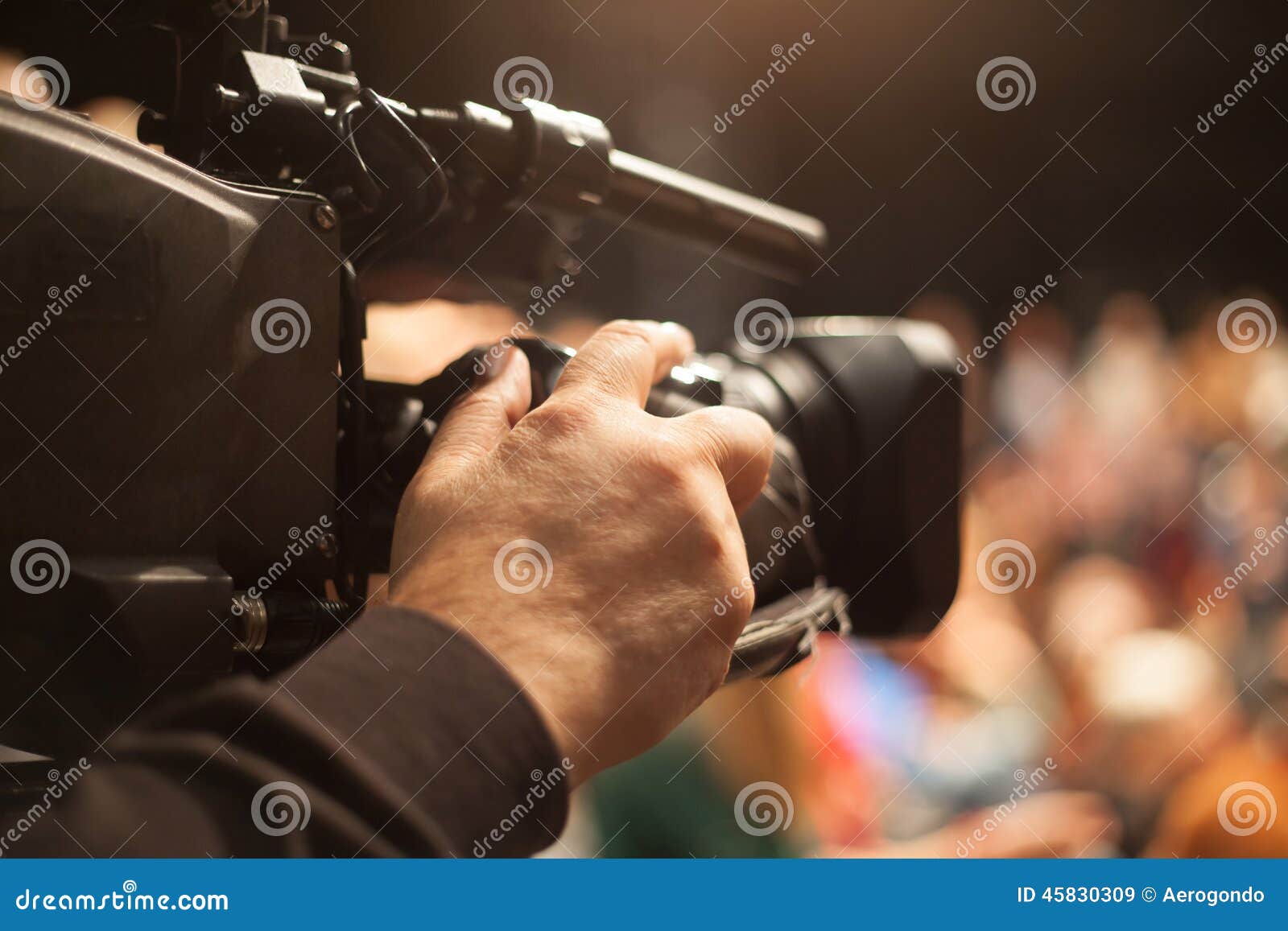 Cameraman at conference stock image. Image of hand, press - 45830309