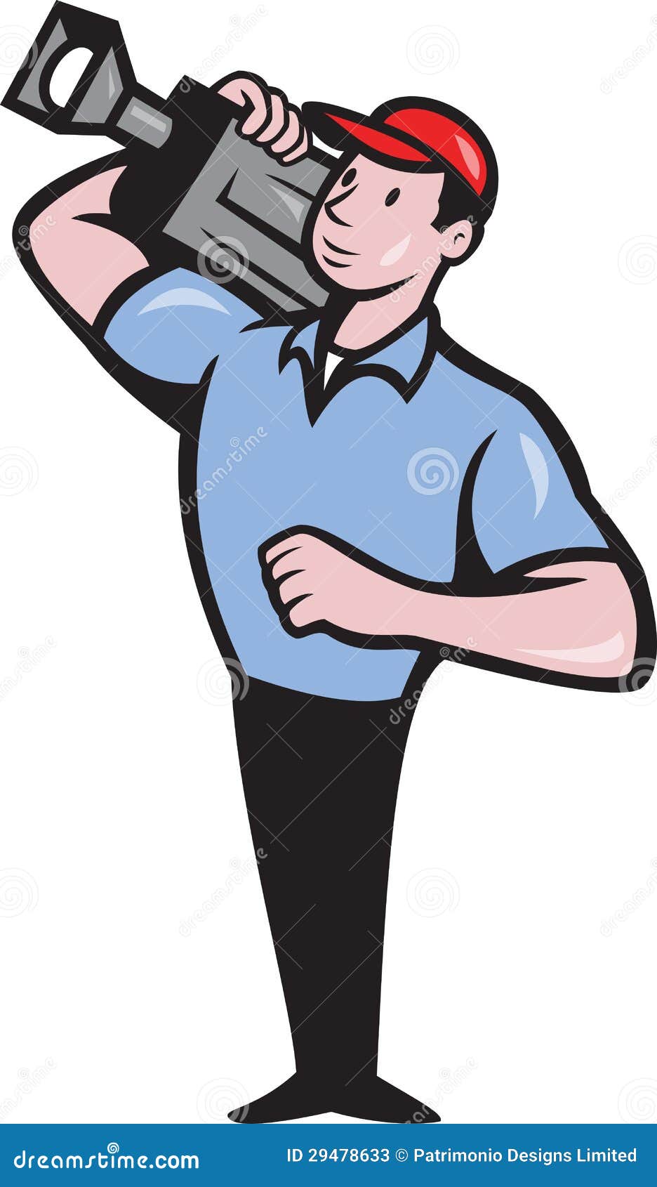 Film Crew Cameraman Shooting Filming Camera Shield Cartoon Vector ...