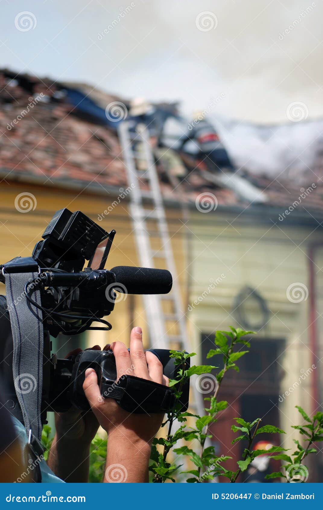 Cameraman at the Fire Scene Stock Image - Image of tape, tragedy: 5206447