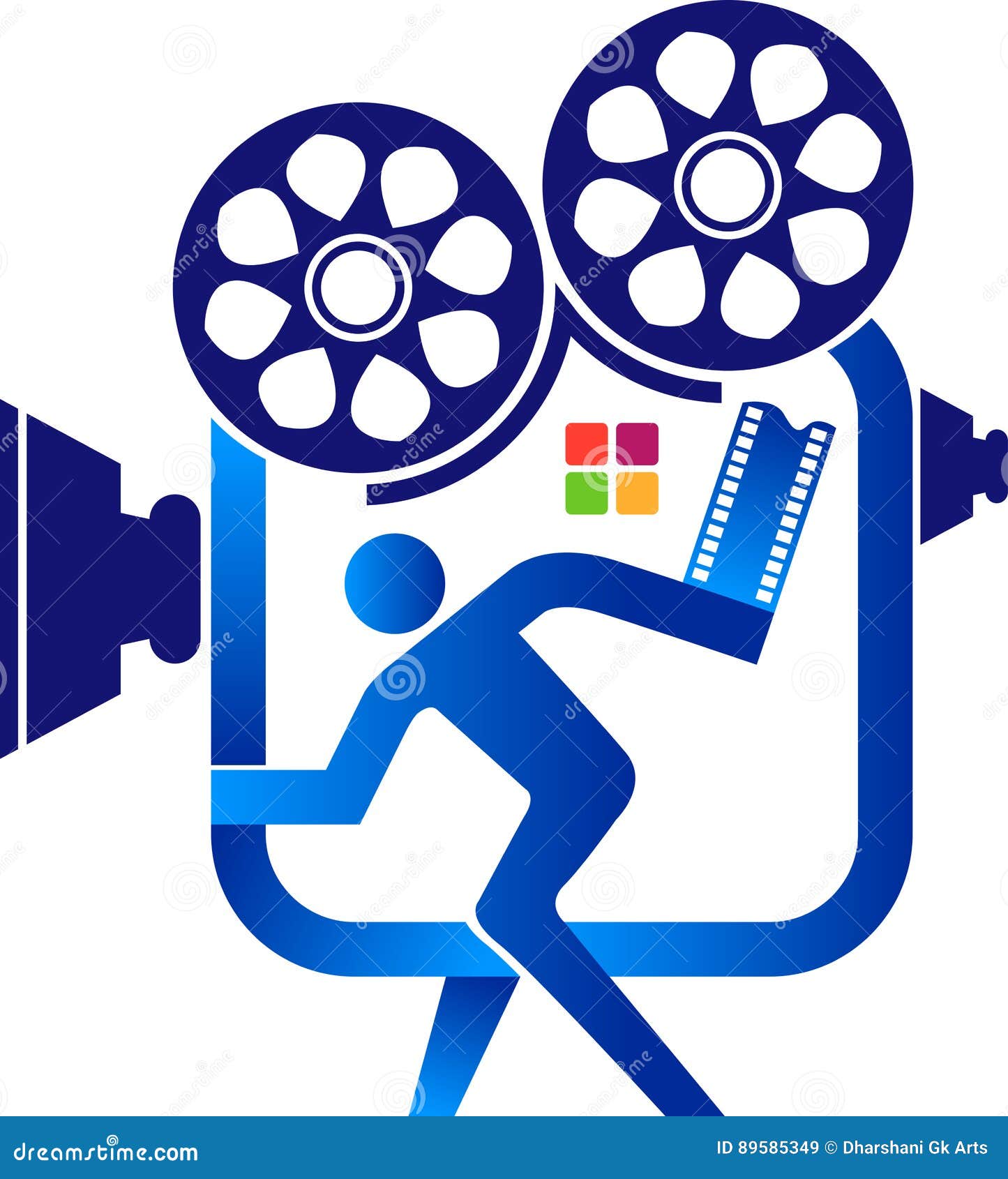 Cameraman logo stock vector. Illustration of clip, blue - 89585349