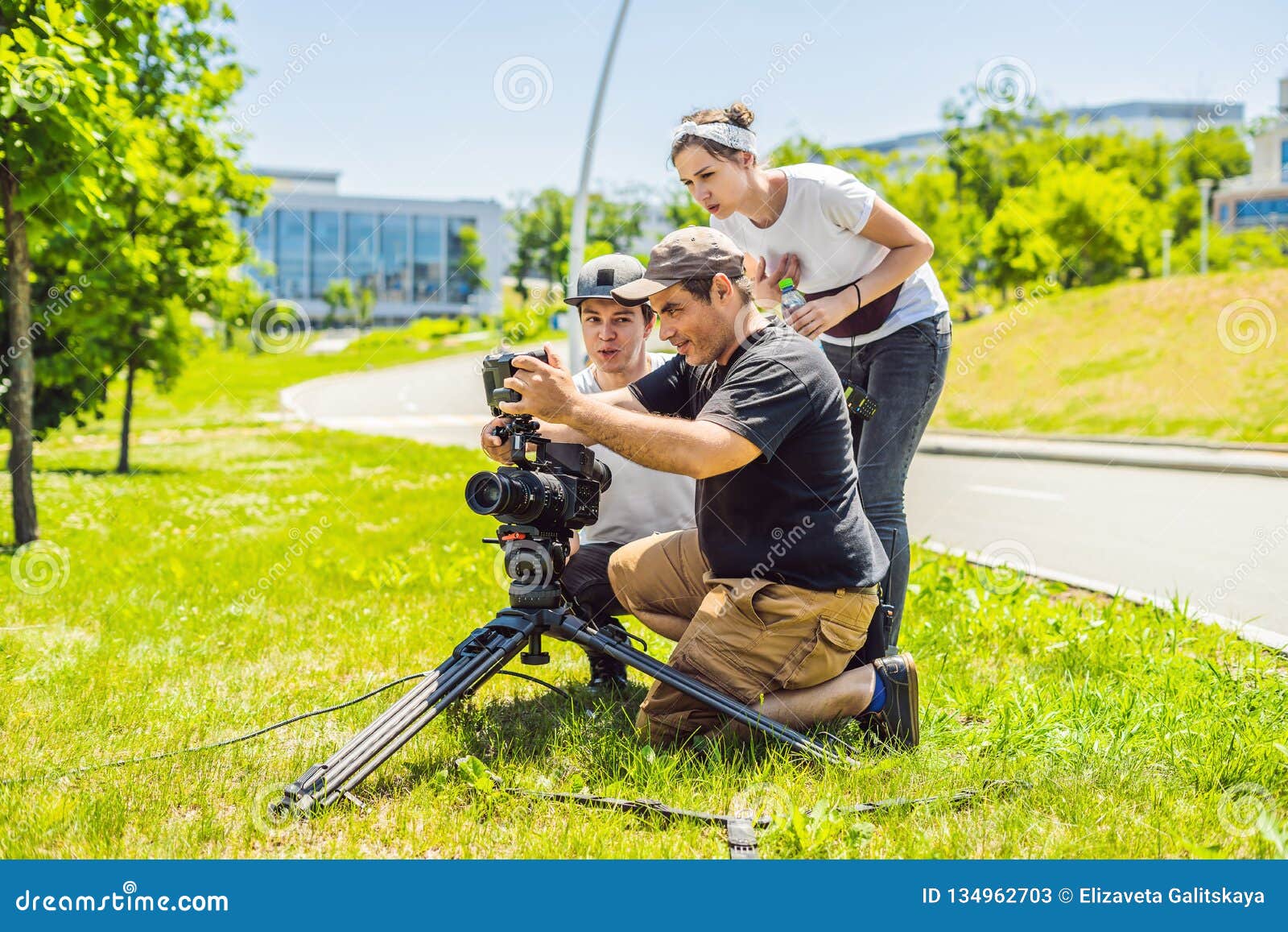 A Cameraman Operator Discuss the Shooting Process with a Director and ...