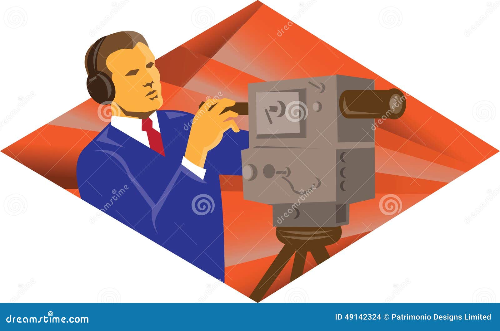 Cameraman Operator with Vintage Video Camera Stock Vector ...