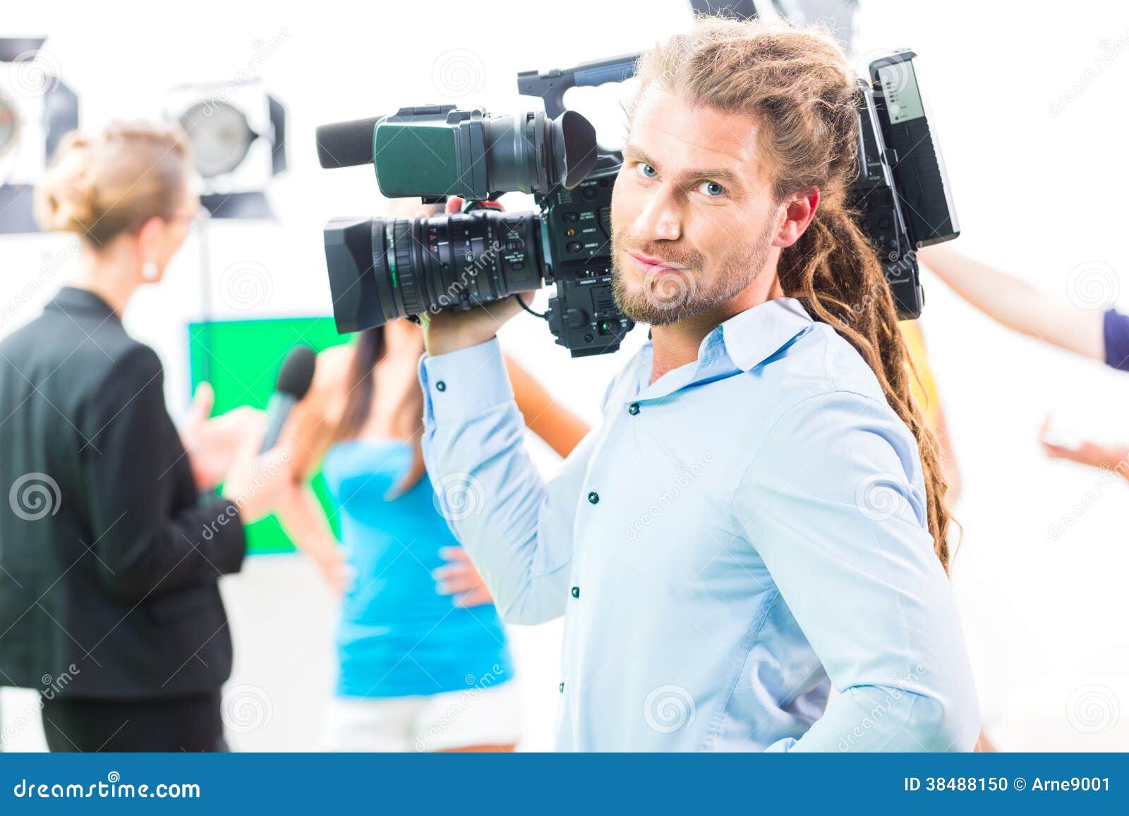Cameraman Shooting with Camera on Film Set Stock Photo - Image of ...