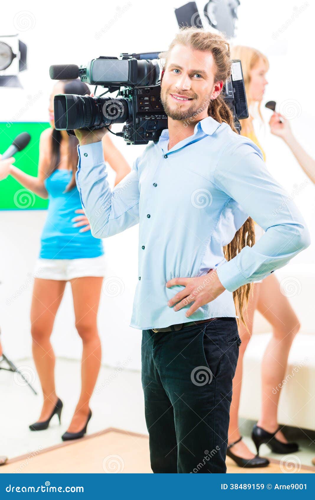 Cameraman Shooting with Camera on Film Set Stock Image - Image of film ...