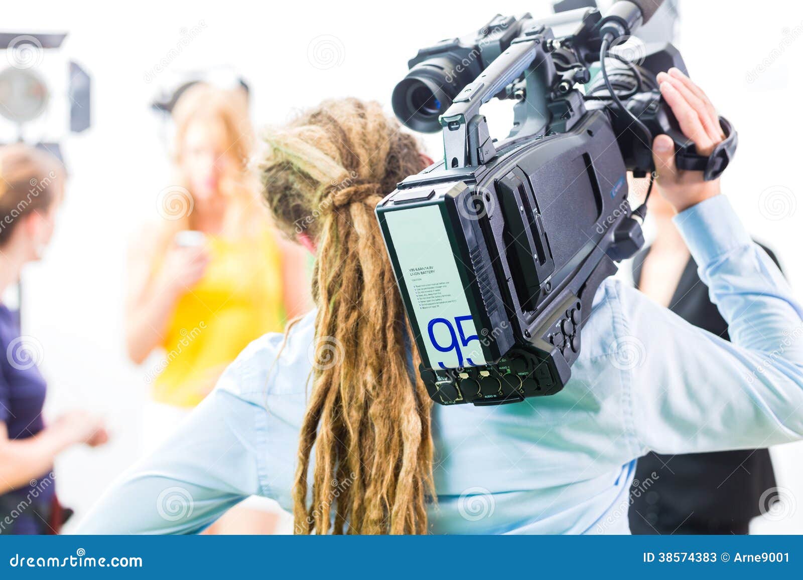Cameraman Shooting with Camera on Film Set Stock Image - Image of youth ...