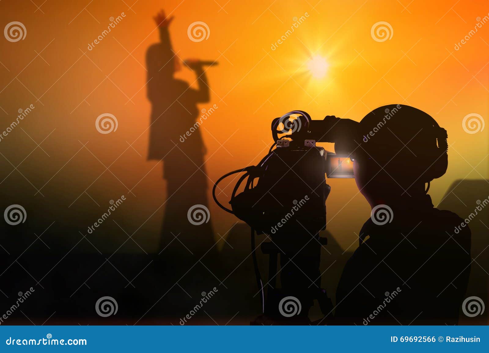 Cameraman Shooting a Live Concert on Stage Stock Photo - Image of film ...