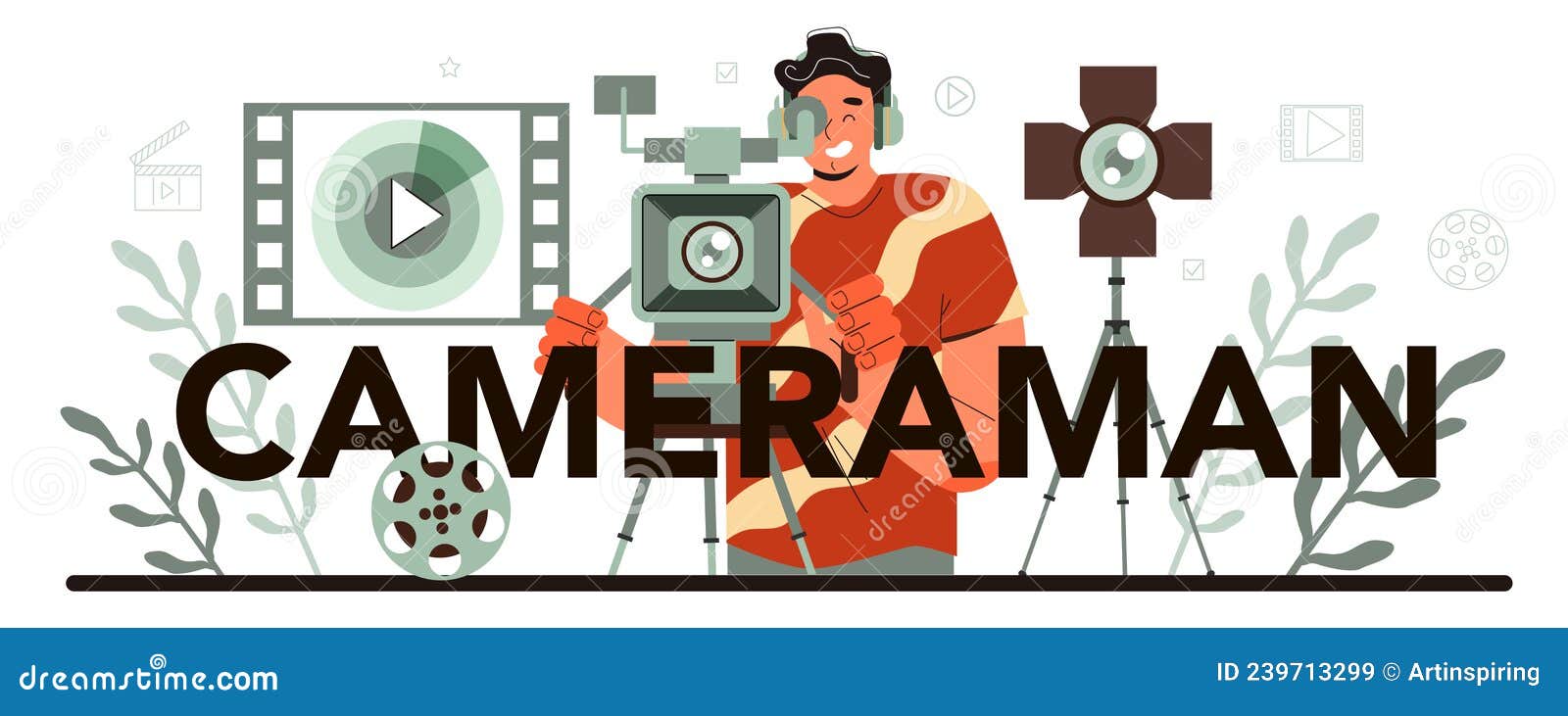 Cameraman Typographic Header. Video Production, Filming and Editing ...