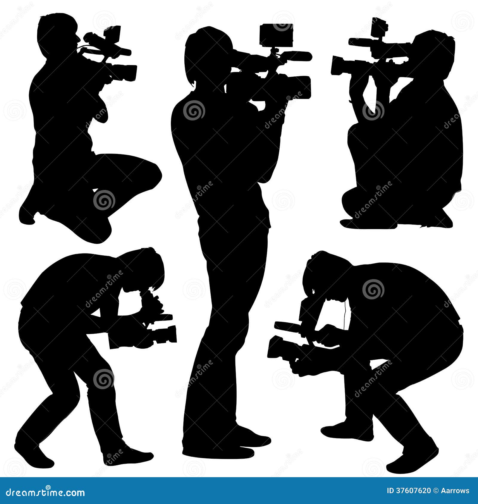Cameraman With Video Camera. Silhouettes On White Vector Illustration ...