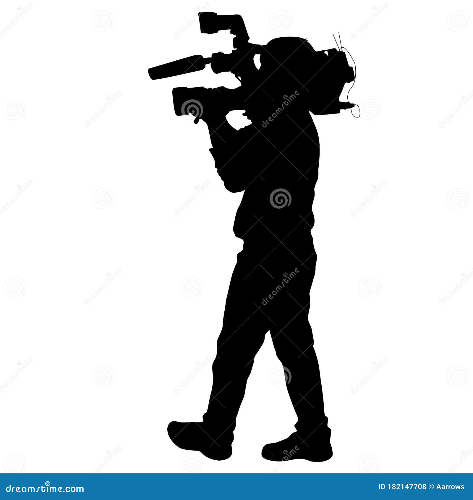 Cameraman With Video Camera. Silhouettes On White Cartoon Vector ...