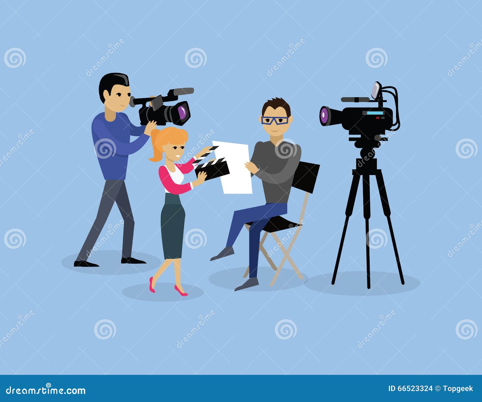 Cameraploeg Team People Group Flat Style Vector Illustratie ...