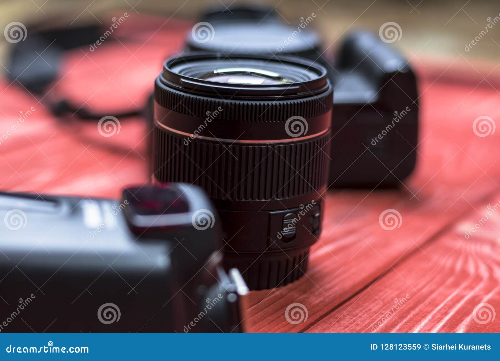 Cameras Flash, on Wooden Background, Shallow Depth of Field Stock Image ...
