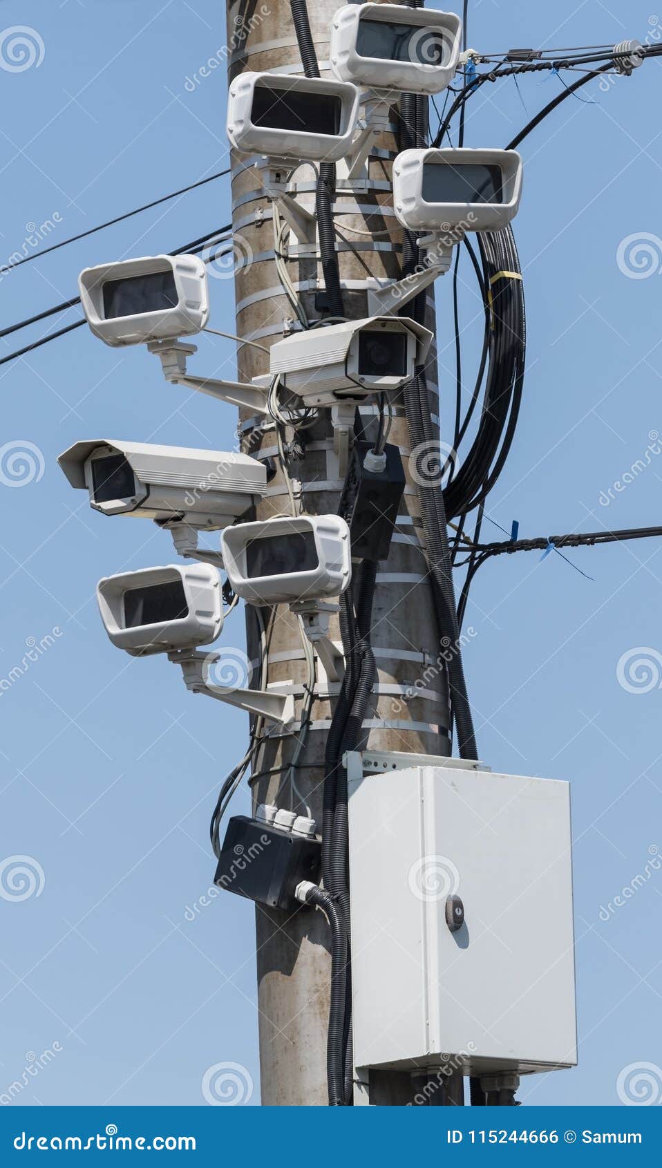 Cameras are Mounted on the Posts Stock Photo - Image of security ...
