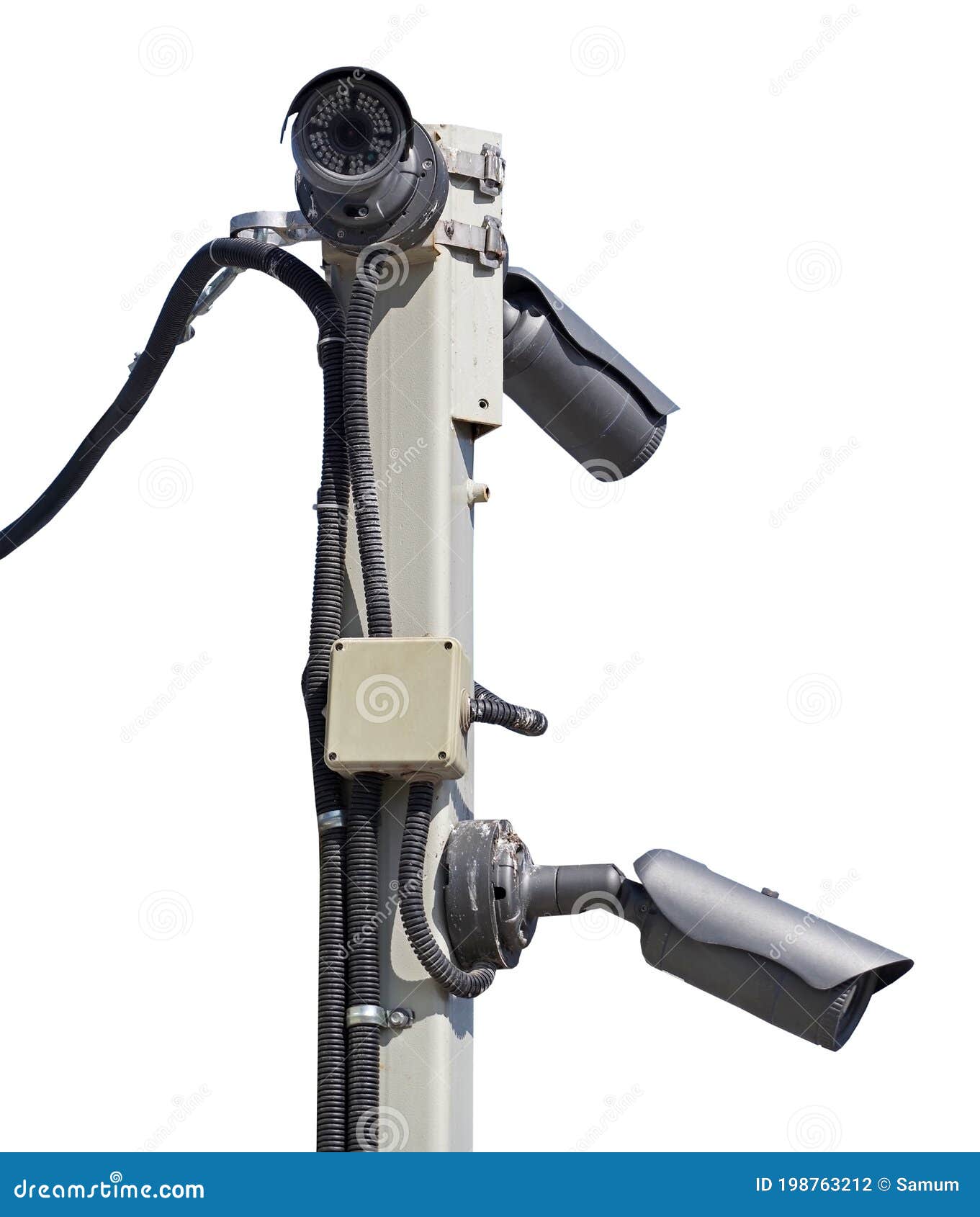 Cameras are Mounted on the Posts Stock Photo - Image of control, post ...