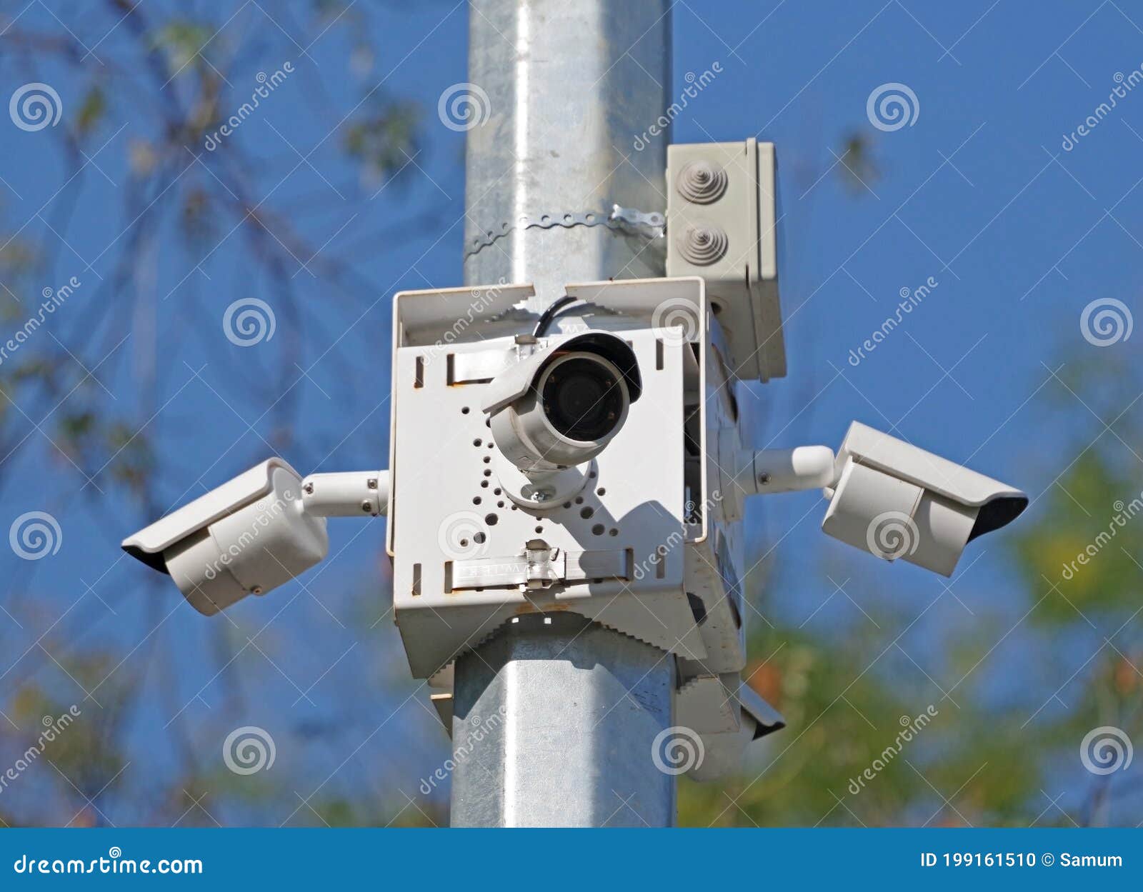 Cameras are Mounted on the Posts Stock Photo - Image of camera ...