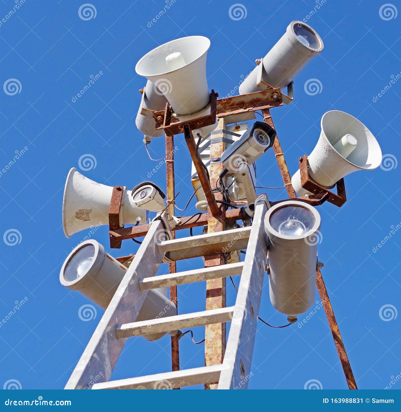 Cameras are Mounted on the Posts Stock Image - Image of camera, lens ...