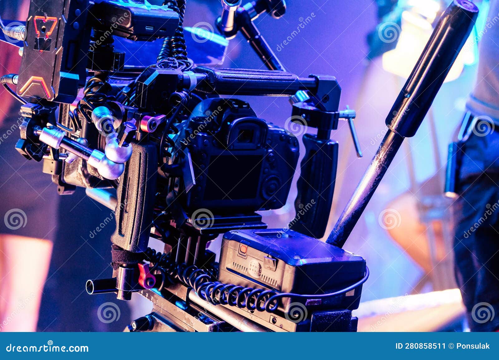 Cameras and Professional Video Camera on a Tripod in a Movie Studio ...