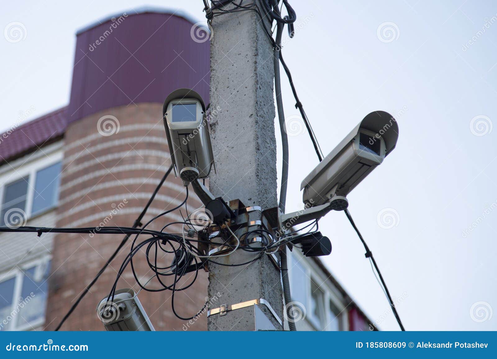 Cameras for Recording Security of the Object Mounted on a Post Stock ...