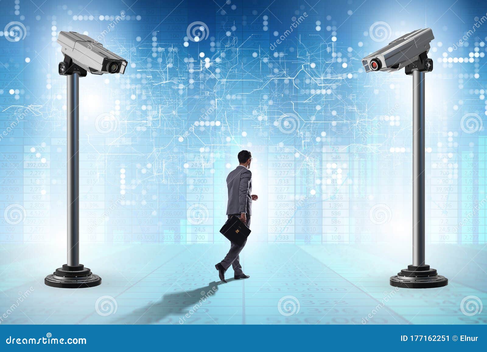 Cameras Wathing Man in Spying Concept Stock Image - Image of equipment ...