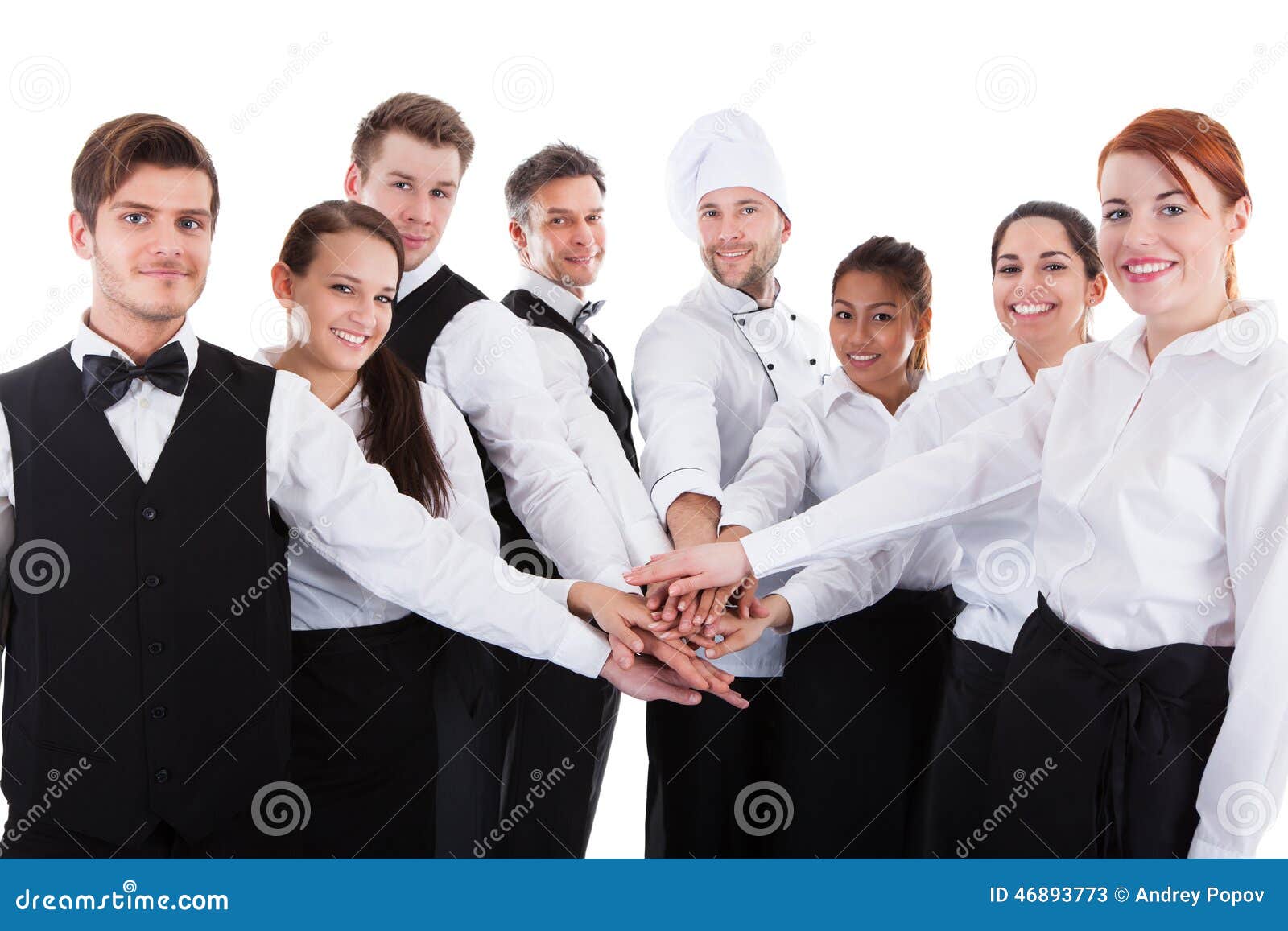 Camerieri E Cameriere Di Bar Che Impilano Le Mani Immagine Stock ...