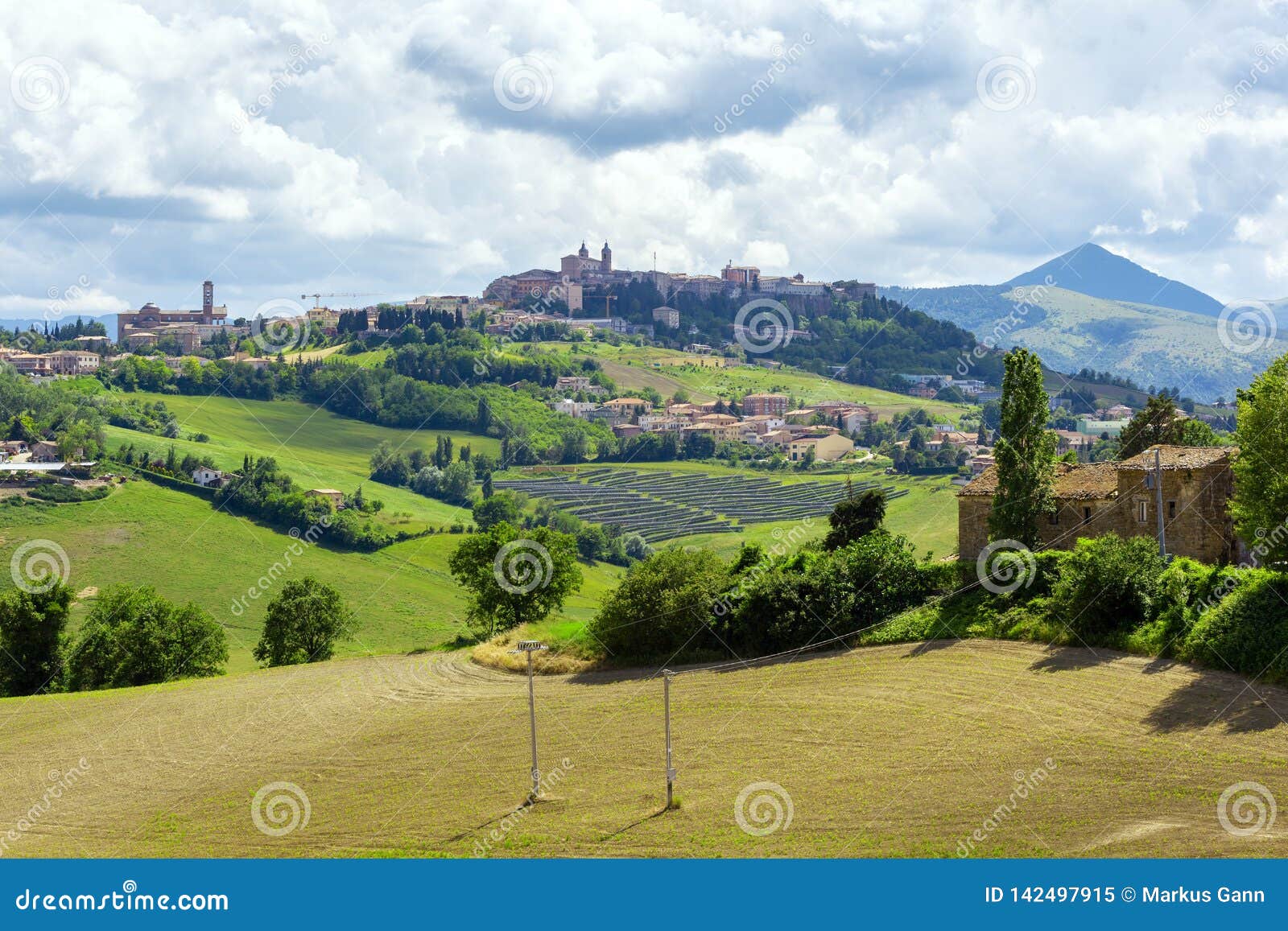 Camerino in Italy Marche Over Colourful Fields Stock Image - Image of ...
