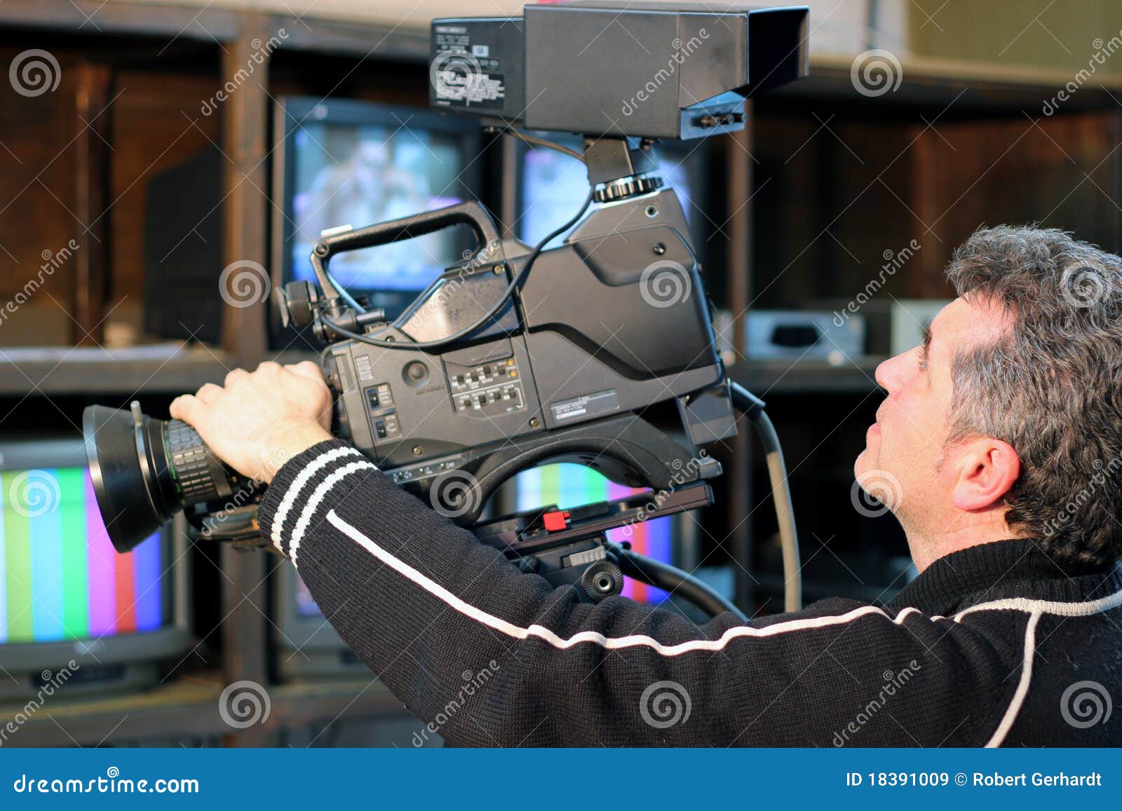Camerman in Action stock image. Image of broadcasting - 18391009