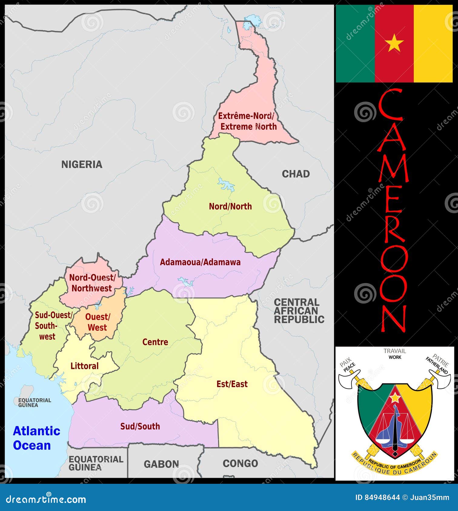 Cameroon Administrative Divisions Stock Illustration - Illustration of close, chile: 84948644