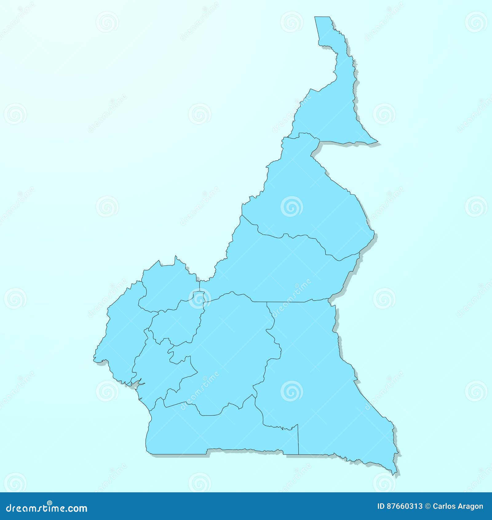 Cameroon MAP In Blue, Country Map, Cameroon, Border Map, Border Line Of ...