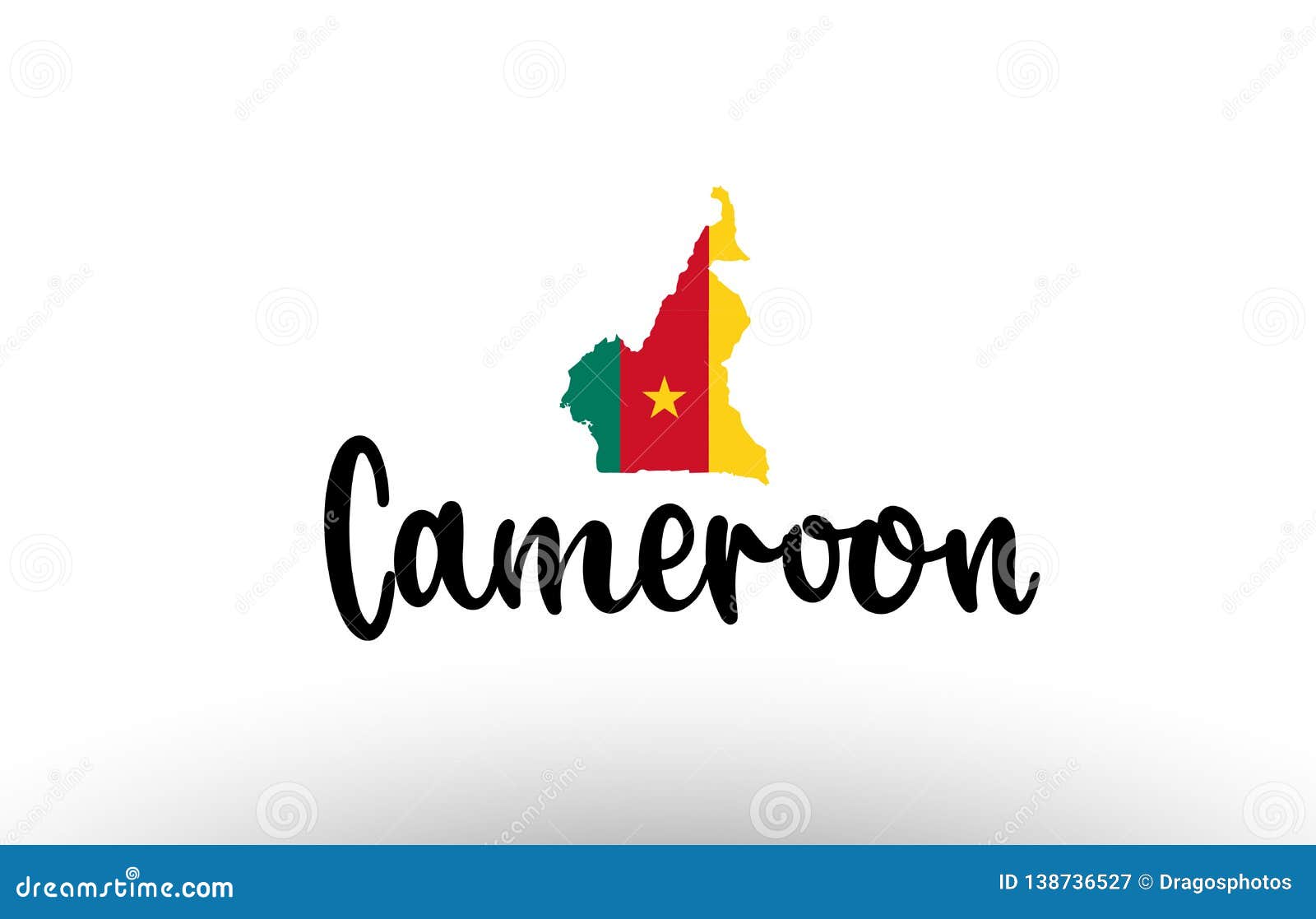 Cameroon Country Big Text with Flag Inside Map Concept Logo Stock ...